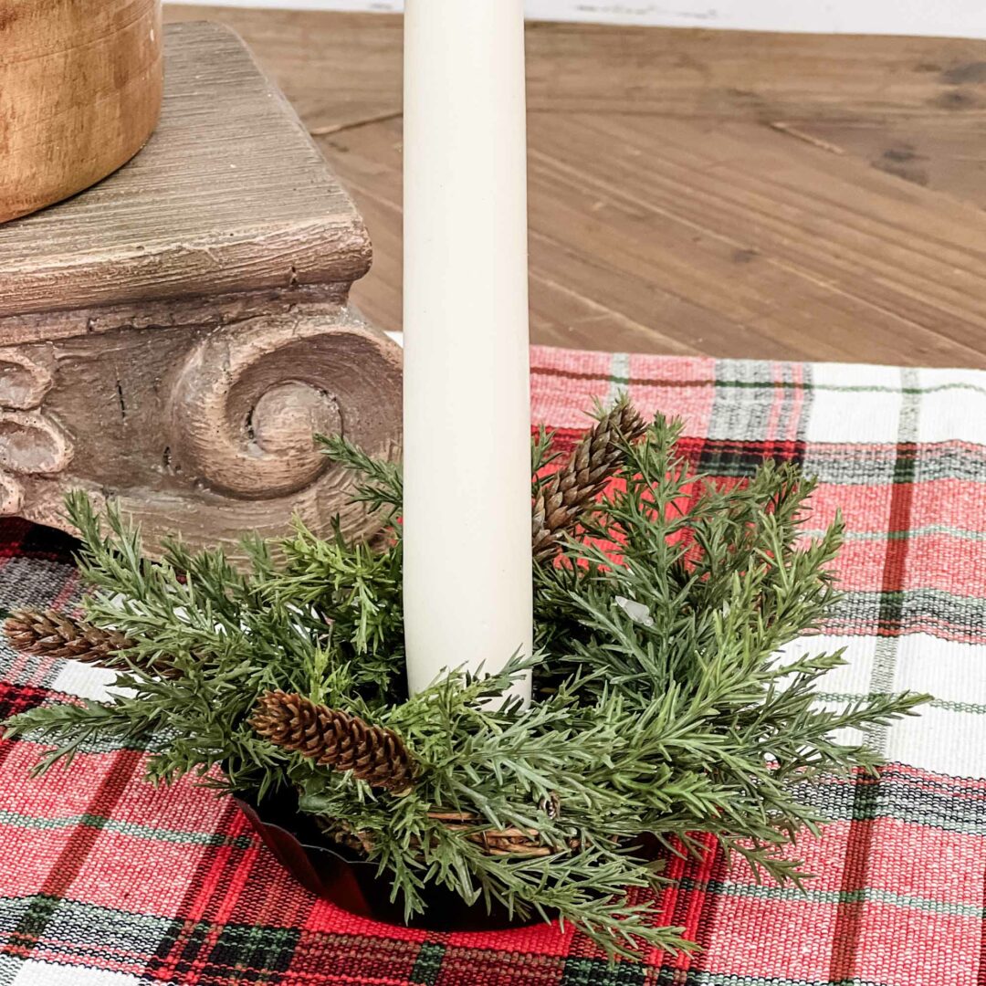 Faux Pine Taper Candle Ring with Pine Cones - 5" Diameter