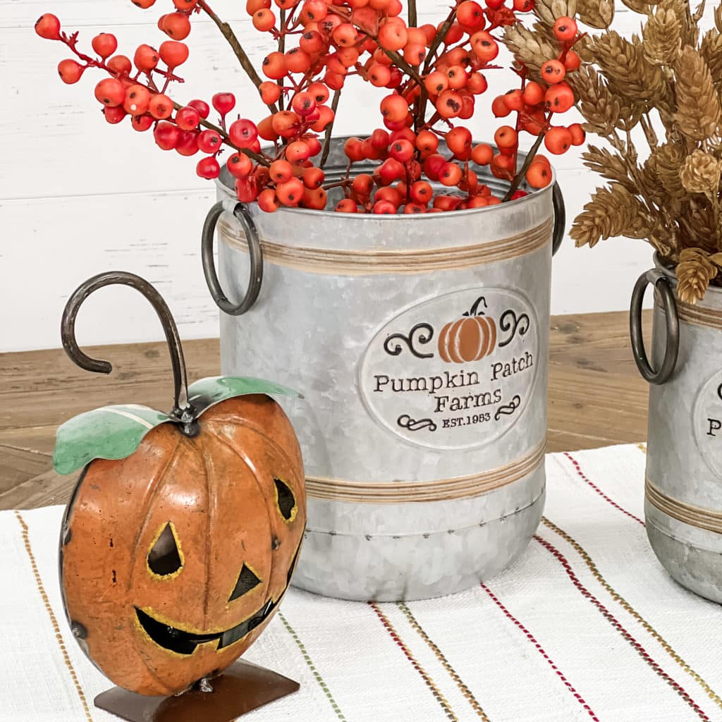Galvanized Pumpkin Patch Farms Buckets - Set/2 - Piper Classics
