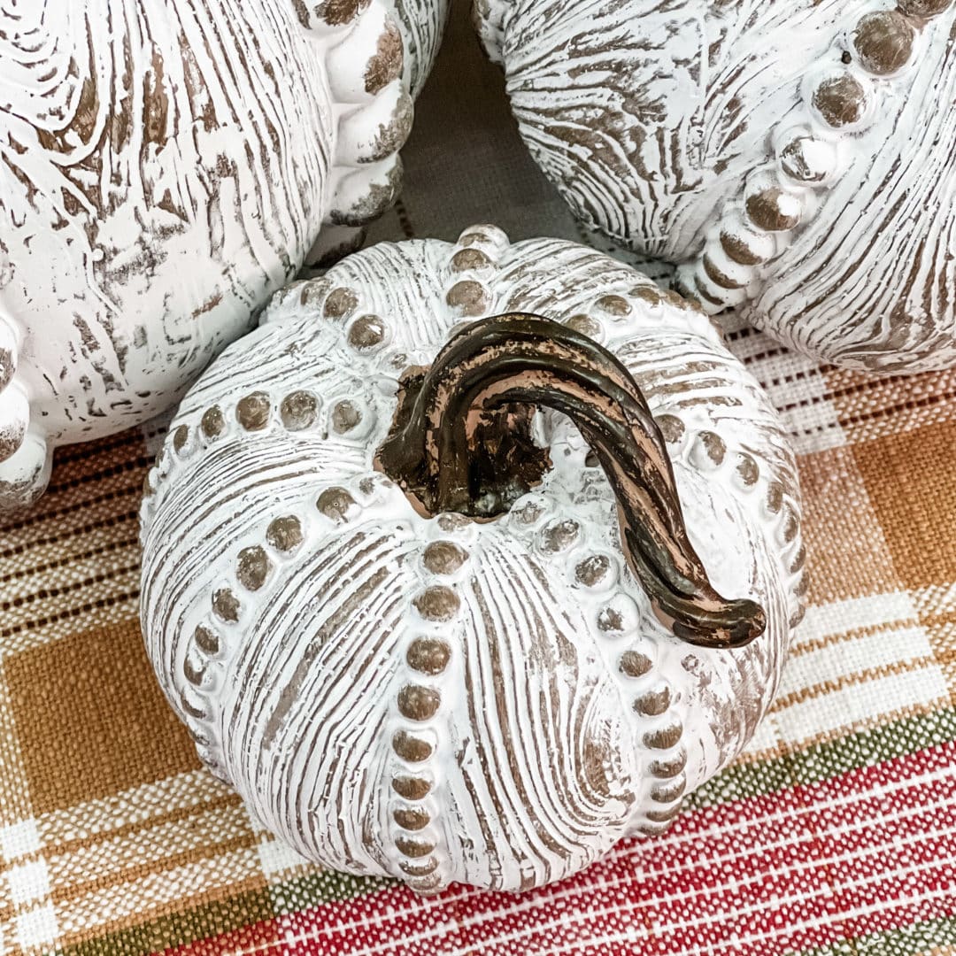 White & Tan Beaded Rib Pumpkin - Small - Piper Classics