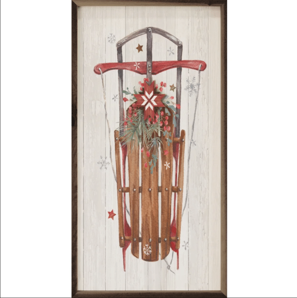 Sleigh With Snowflakes Wooden Sign - Piper Classics