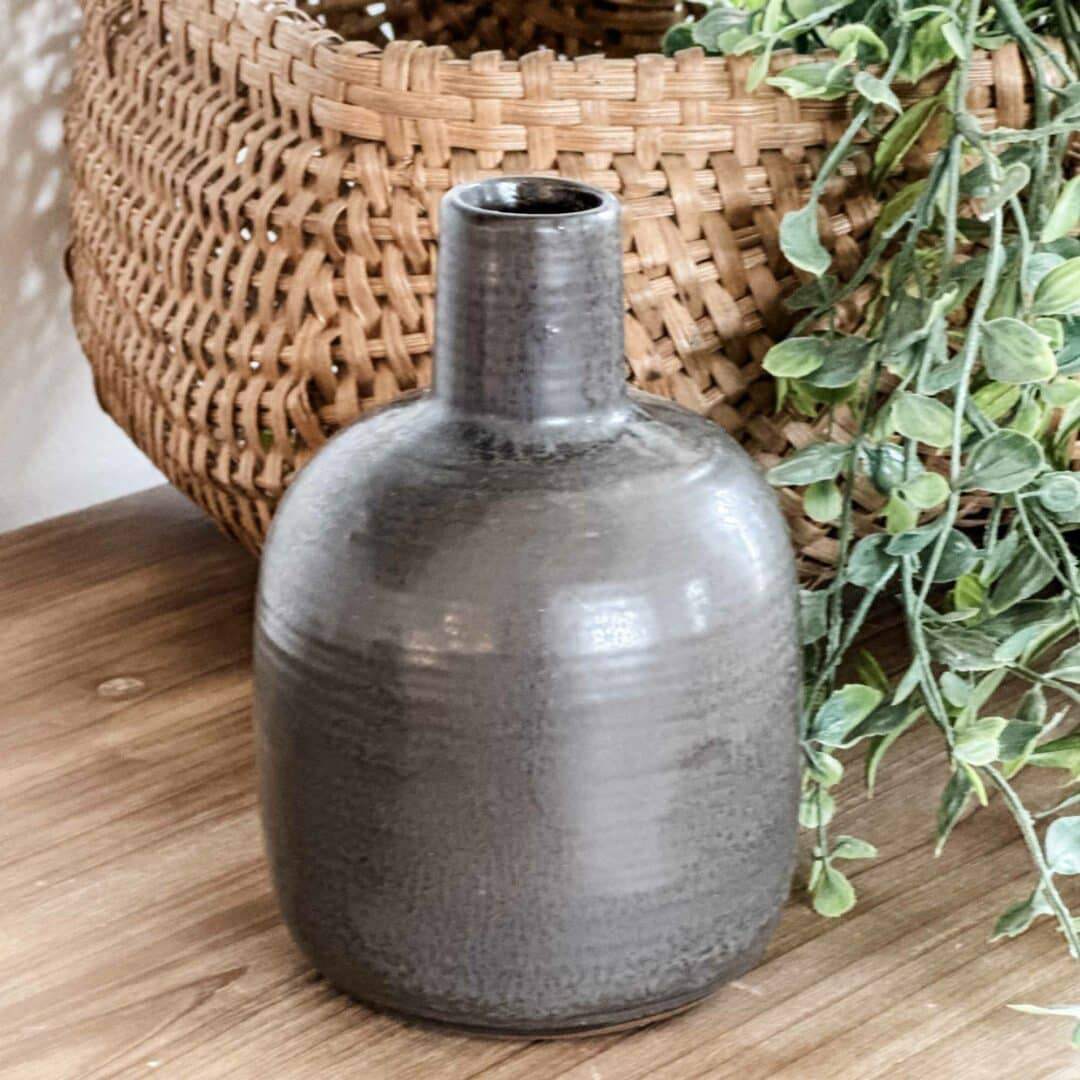 Brown Narrow Neck Ceramic Jar - Lg - Piper Classics