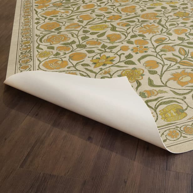 Antique Floral - A Lane of Yellow Vinyl Floor Cloths - Piper Classics