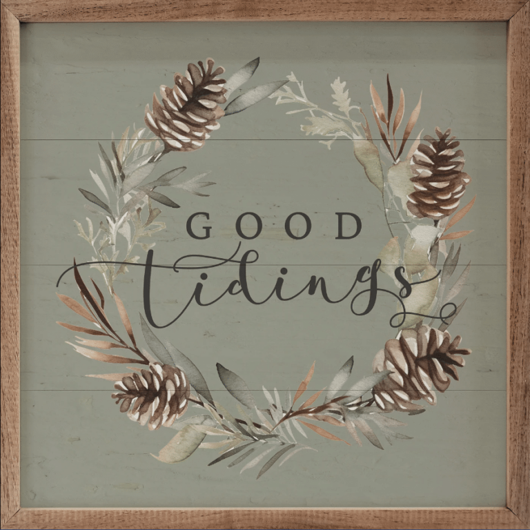 Good Tidings Wreath Green Wooden Sign - Piper Classics