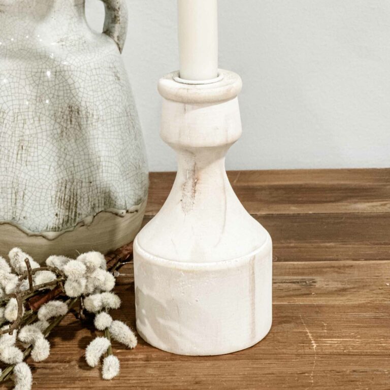 Whitewashed Wood Taper Holder - Tall - Piper Classics