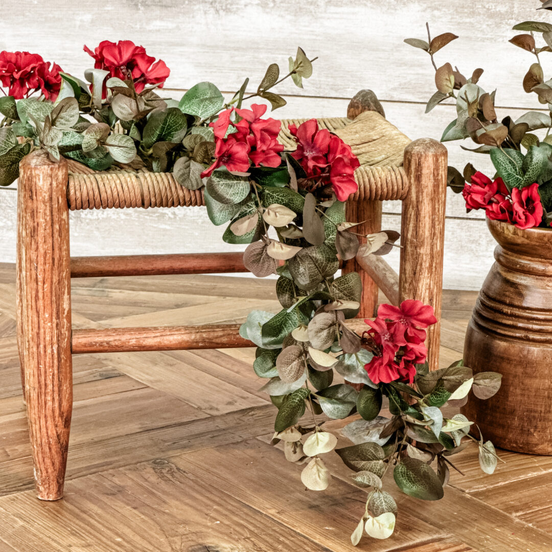 Red Flower & Eucalyptus Drip Garland - Piper Classics