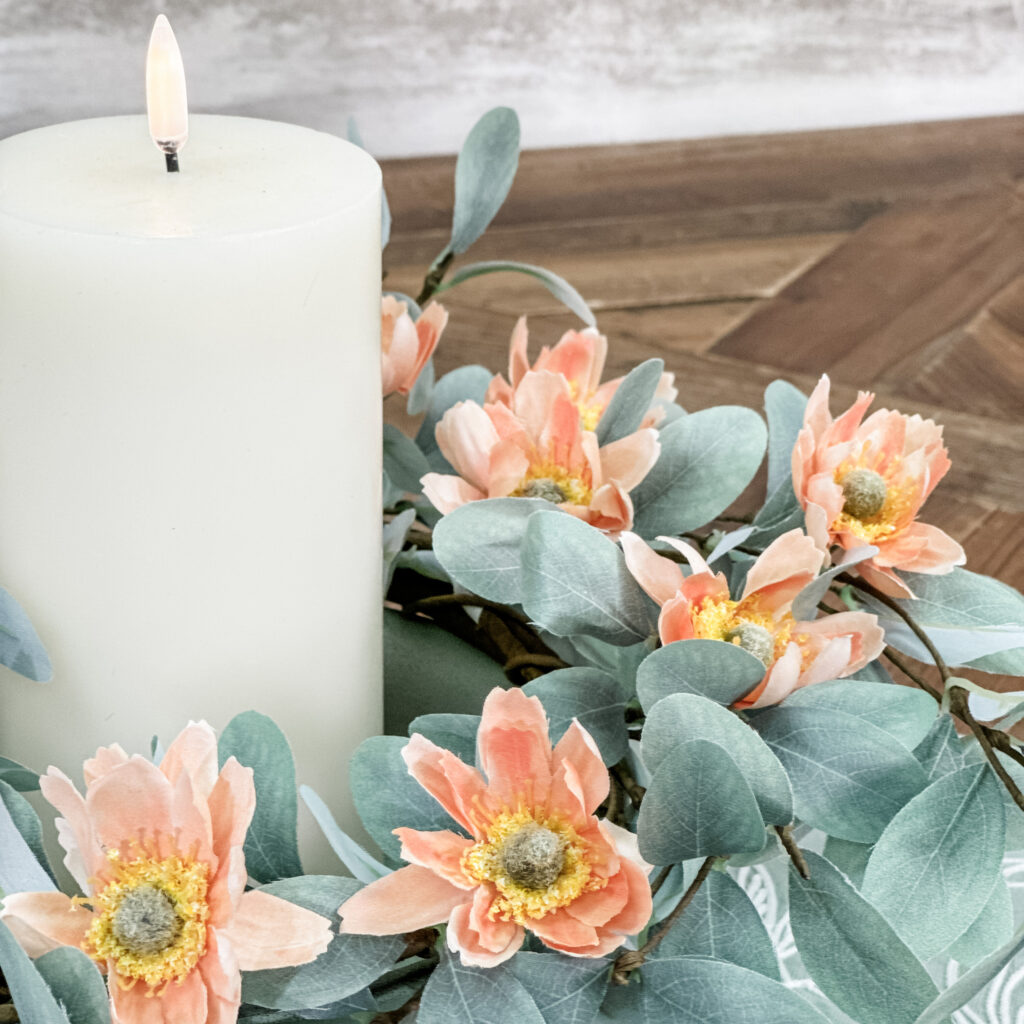 Light Orange Flower Large Candle Ring - Piper Classics