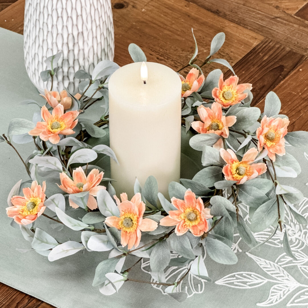 Light Orange Flower Large Candle Ring - Piper Classics