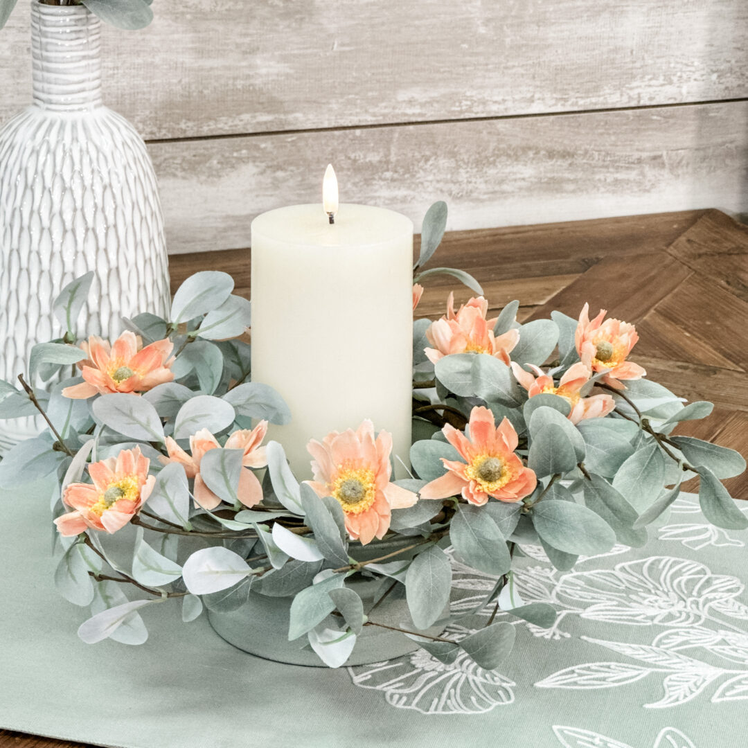 Light Orange Flower Large Candle Ring - Piper Classics