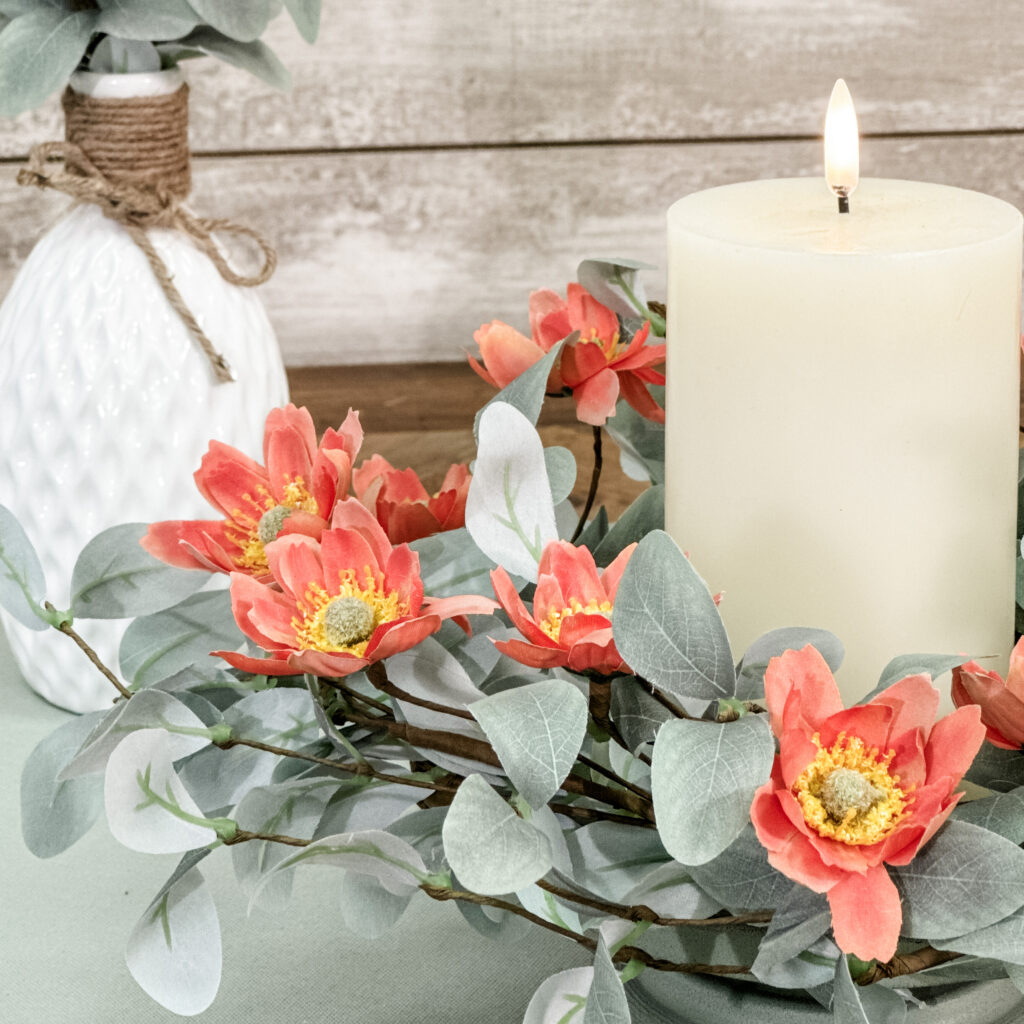 Dark Orange Flower Large Candle Ring - Piper Classics