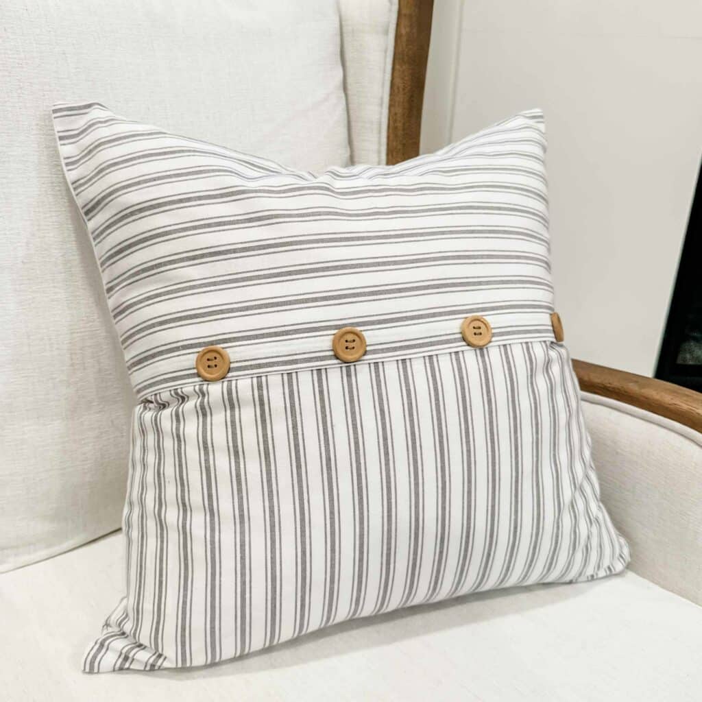 Timeless Ticking Gray 20" x 20" Button Pillow Cover - Piper Classics