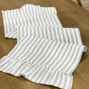 Timeless Ticking Gray Table Runner - 62" - Piper Classics