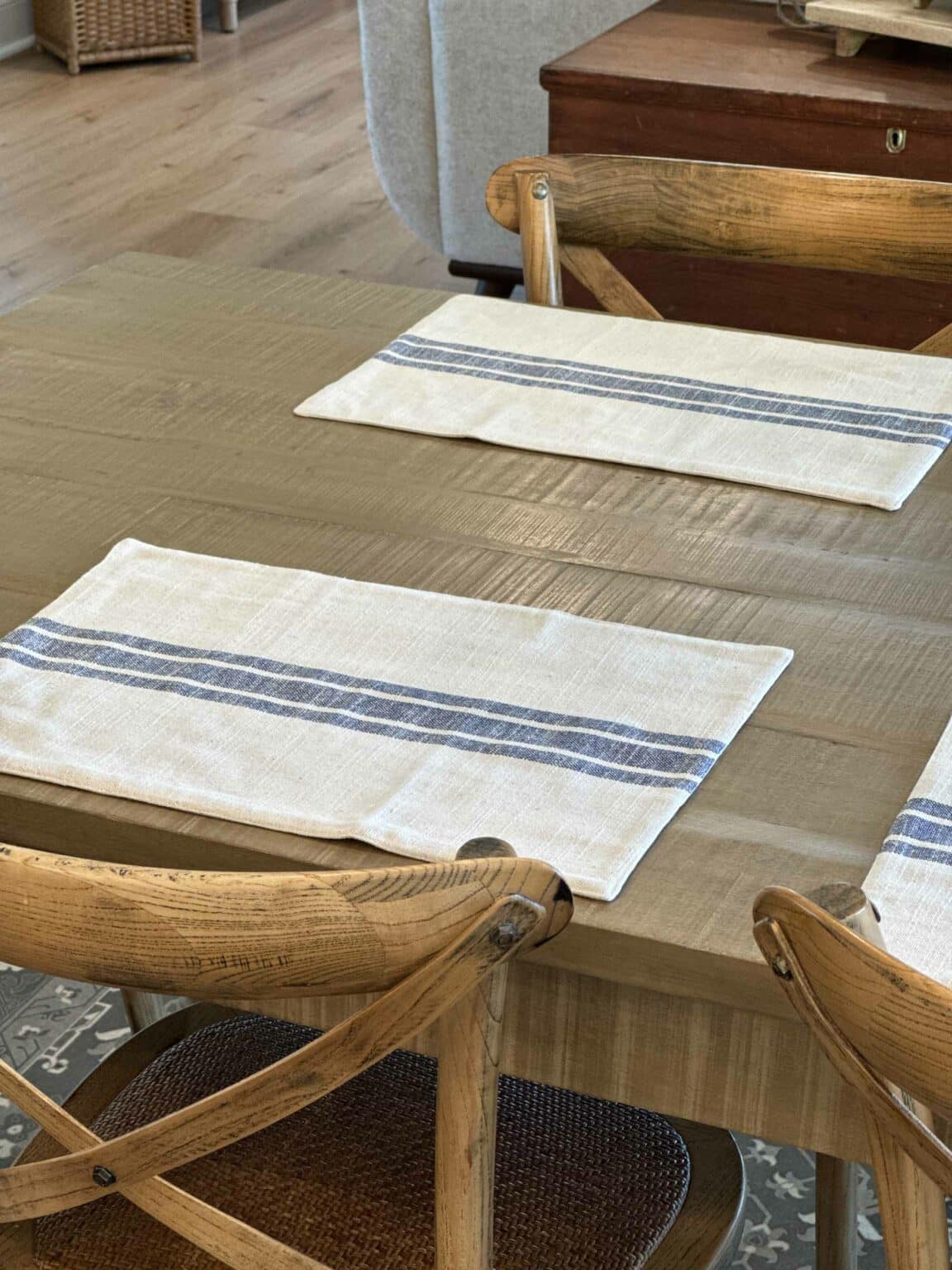 Market Place Blue Grain Sack Stripe Placemat - Piper Classics