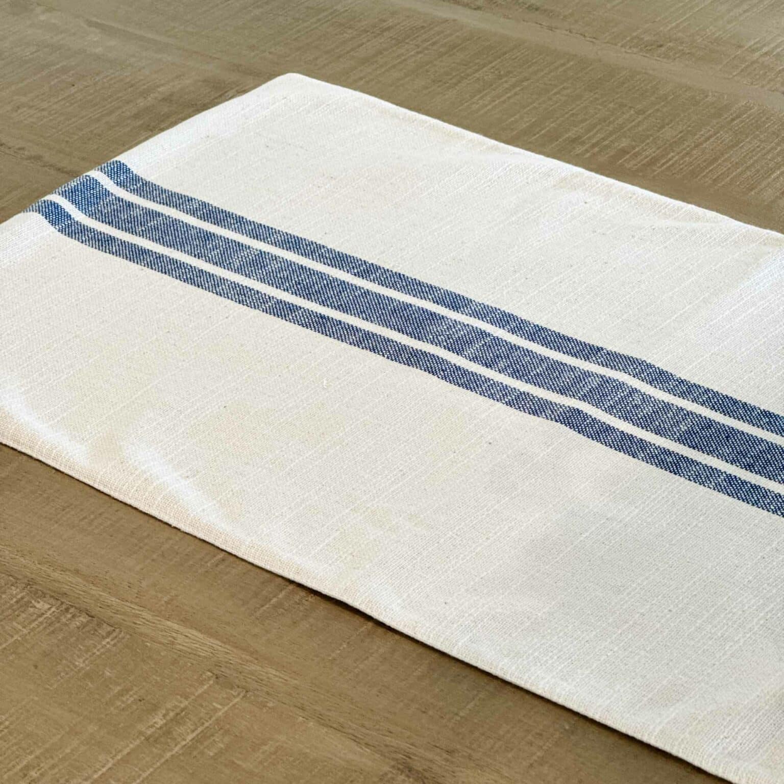 Market Place Blue Grain Sack Stripe Table Runner – 36″ - Piper Classics