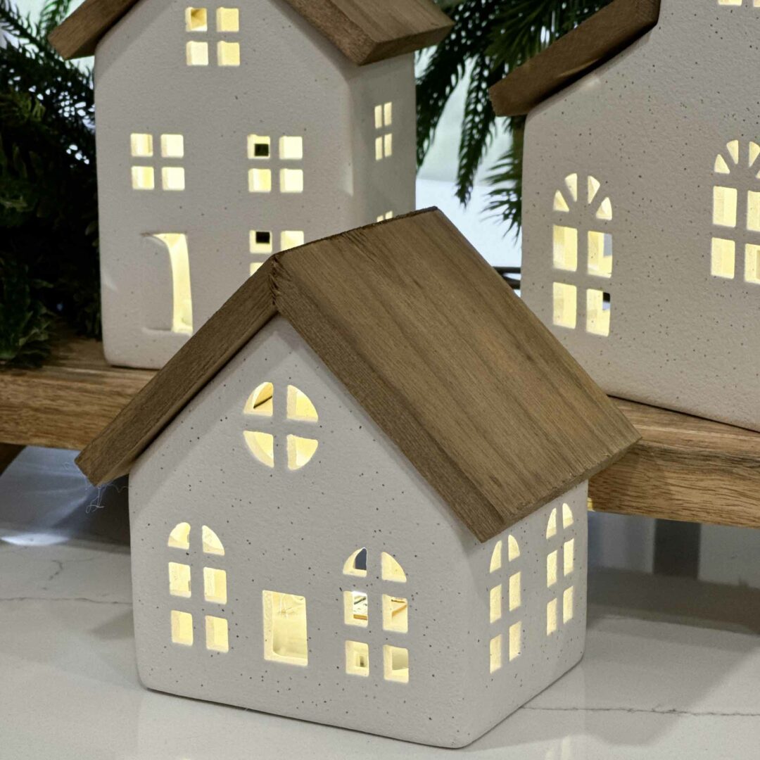 Lighted White & Natural Simple House - Piper Classics
