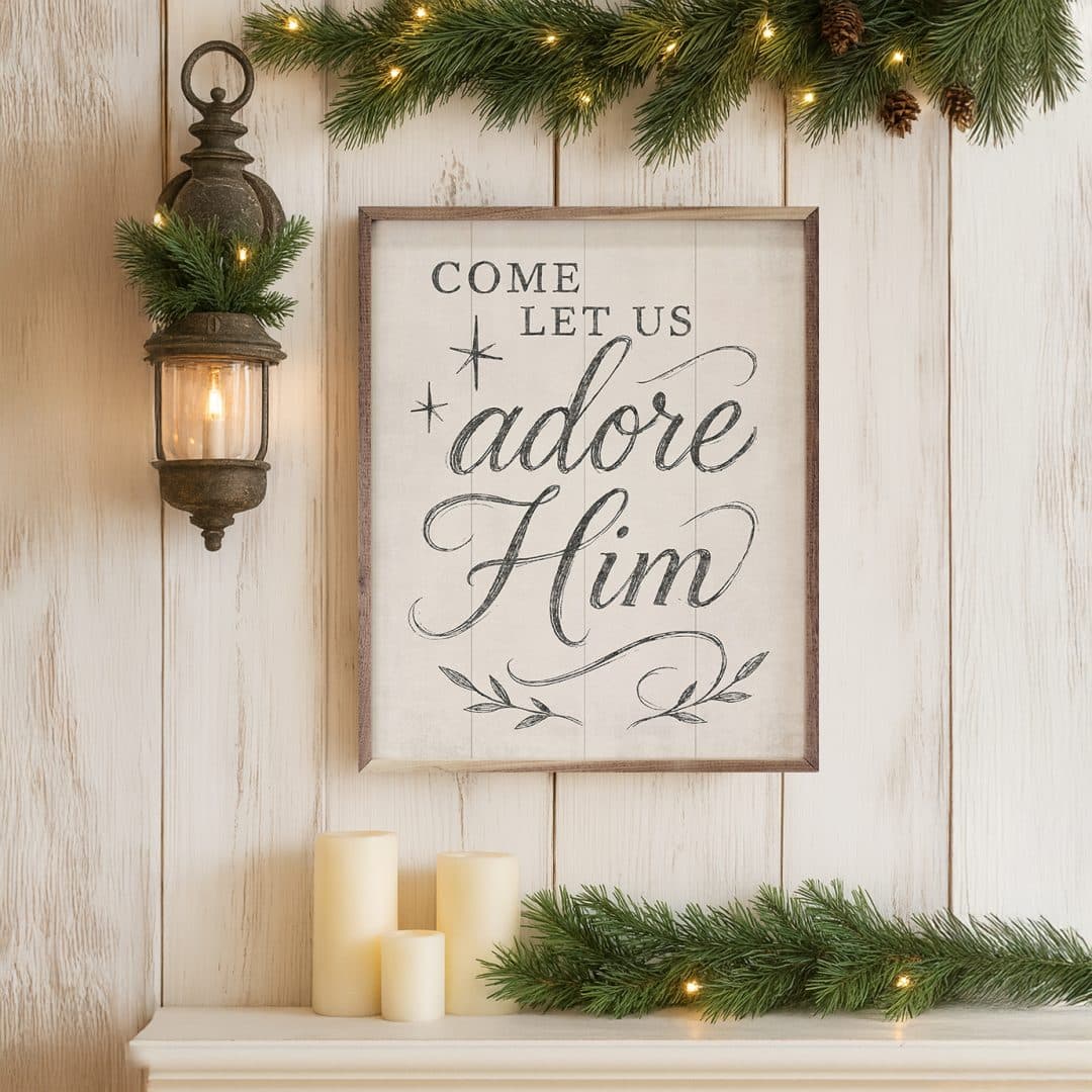 Come Let Us Adore Him Wooden Sign - Choose Background Color - Piper ...